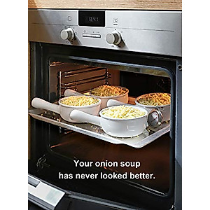 LE TAUCI French Onion Soup Bowls With Handles, 15 Ounce for Soup, chili, beef stew, Set of 4, White