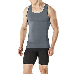 HIBETY Men's 3 Packs Sleeveless Compression Tank Top,Baselayer Cool Dry Compression Shirts(Black/Gray/White-03-L)