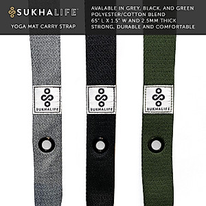 SukhaMat - Yoga Mat Strap, Extra-Durable and Comfortable | Multi-Purpose Strap/Carrier for Your Yoga Mat, Pilates or Exercise Mat (Black)