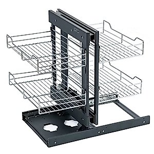 Pull Out Blind Corner Cabinet w/ 4 Chrome Baskets Shelf Blind Corner Organizer for installation on left or right blind corner cabinet with a 15.7-inch opening