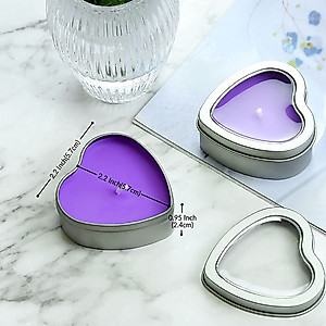 DEYBBY Large Heart Shaped Scented Tea Lights Candles, Smokeless Soywax —6 Hours Long Burning Lavender Purple Aromatherapy Candles for Relaxation, Spa and Bath (Pack of 6)