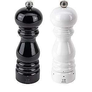 Peugeot Paris U'Select Lacquer Salt And Pepper Mill Set 7", Black And White