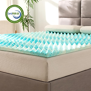 Elegant Comfort 2 Inch Mattress Topper - Gel Infused Memory Foam - Assist with Airflow - Pressure Points Support - Mattress Pad and Bed Topper - Blue Swirl, California King Size