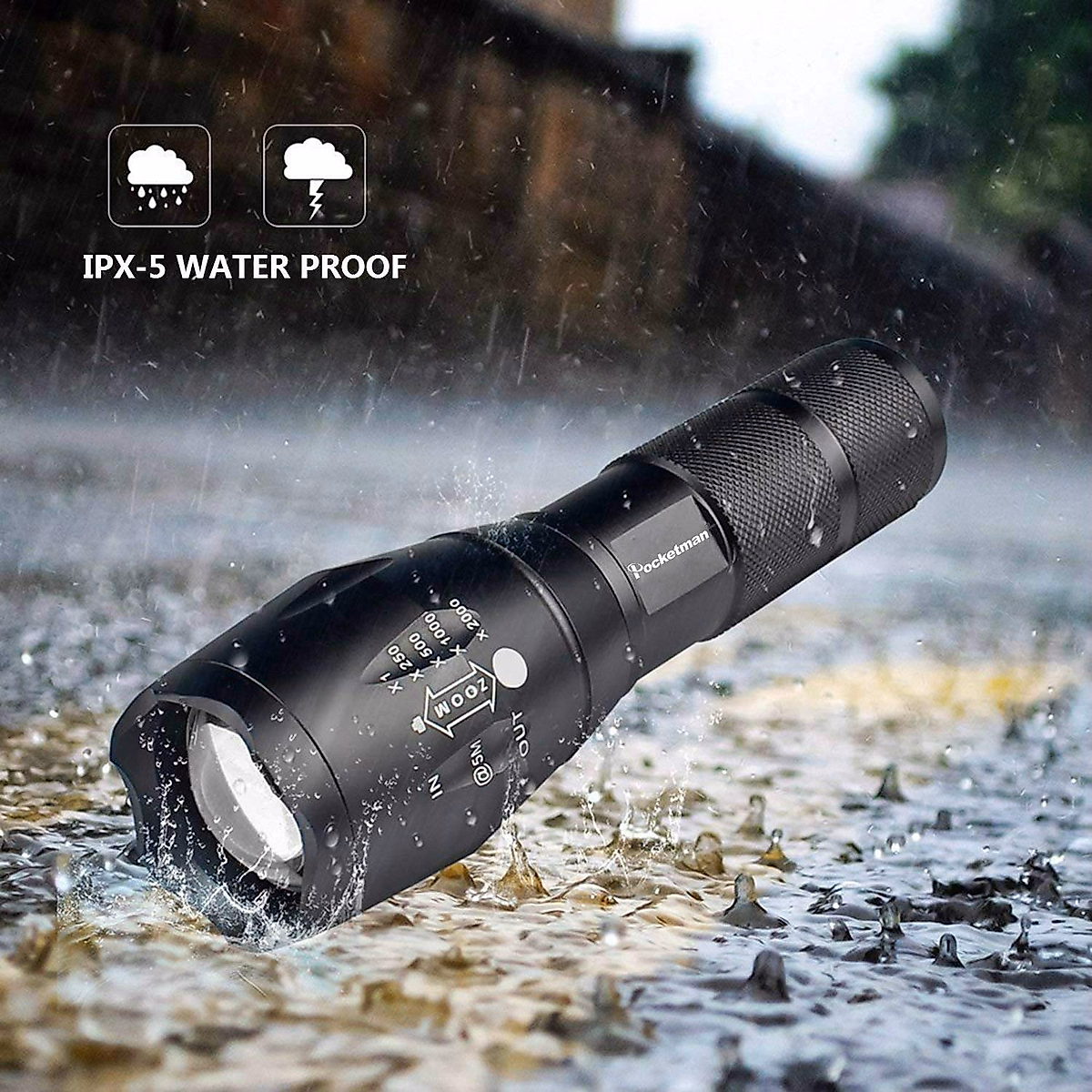 LED Tactical Flashlight Super Bright 2000 Lumen LED Flashlights Portable Outdoor Water Resistant Torch with 5 Light Modes（10Pack）