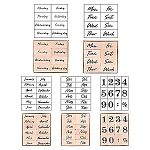 Vintage Wooden Rubber Stamps, Dedoot 52 pcs Date Stamps Vintage Wooden Month Week and Number Stamps for Card Making Painting Teaching