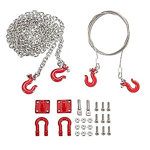 Tow Hook Trailer Chain for 1:10 RC Car Crawler, Tow Hook Steel Tow Rope,U Shaped Rescue Tow Hook for Traxxas Trx4 Axial Scx10 Wraith D90 Tamiya