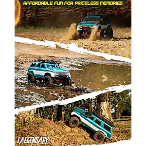 LAEGENDARY RC Crawler - 4x4 Offroad Crawler Remote Control Truck for Adults - RC Rock Crawler, Fast Speed, Electric, Hobby Grade Car - 1:10 Scale, Brushed, Blue - Green