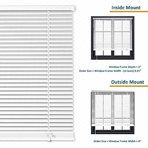 KCO Mini Blinds for Windows Cordless Horizontal Window Blinds and Shades, Vinyl Venetian Blinds Anti-UV Waterproof Light Adjustment Mini Blinds, 18" W x 64" L, White