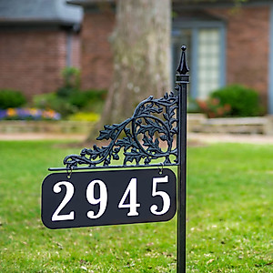 Address America USA Handcrafted Oak 30 Inch Reflective Address Sign - Double Sided - Easy to Read Day and Night - AS