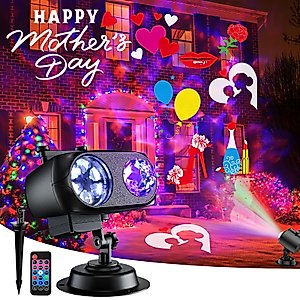 FLITI Mothers Day Projector Lights 2024 Upgrade, Mother's Day Gifts Party Decoration, 8 Themes Holiday Projector Light Show Outdoor
