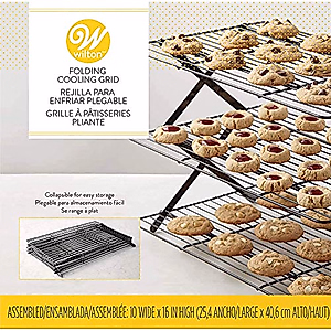 Wilton 3-Tier Folding Cooling Grid - Cool Dozens of Cookies or Treats on an Expandable Cooling Rack, Collapse for Easy Storage, 10 x 16-Inch