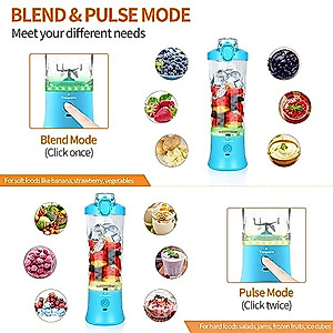 Portable Blender, Personal Size Blender for Shakes and Smoothies, Waterproof 20OZ USB Rechargeable Mini Blender Cup with 6 Sharper Blades 240W powerful Hand-held Blender for Kitchen/Home/Travel
