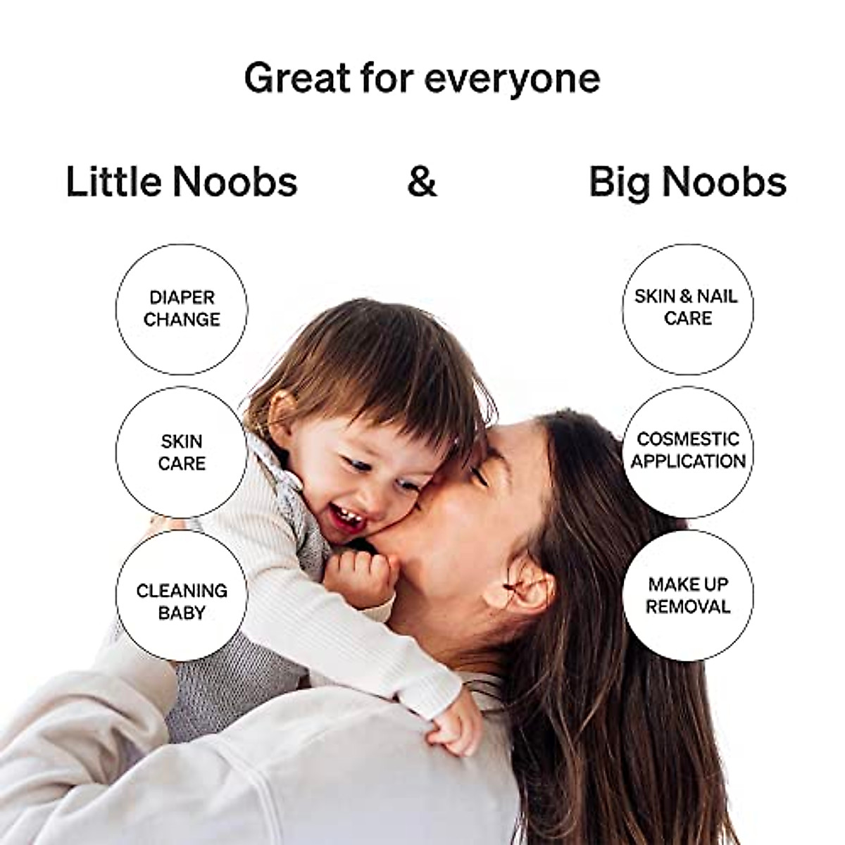 Love Noobs Baby Cotton Pads for Diaper Change, 360 Count, Ultra Soft 100% Organic Extra Large Cotton Pads for Baby Sensitive Skin, Lint-Free Premium Jumbo Size Cotton Pads, 100% Cotton Squares