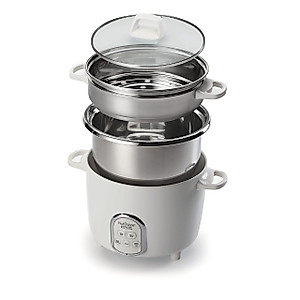 14 Cup Digital Rice Cooker White Stainless Steel Ready Indicator Light