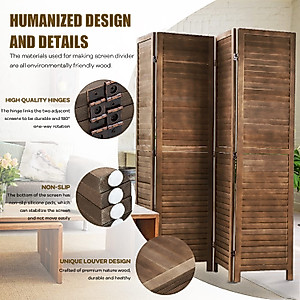 Room Divider 4 Panels, 5.75FT Wooden Room Divider Wall Folding Privacy Screens Freestanding Partition for Home Office Bedroom