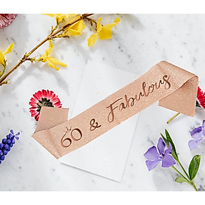 Joyiou Happy 60th Birthday Decorations for Her, Rose Gold 60th Birthday Gifts Party Supplies for Women Her, 60th Backdrop & Sash & Tiara Set, 60 Years Old Birthday Photo Booth Props (5 * 3 ft)