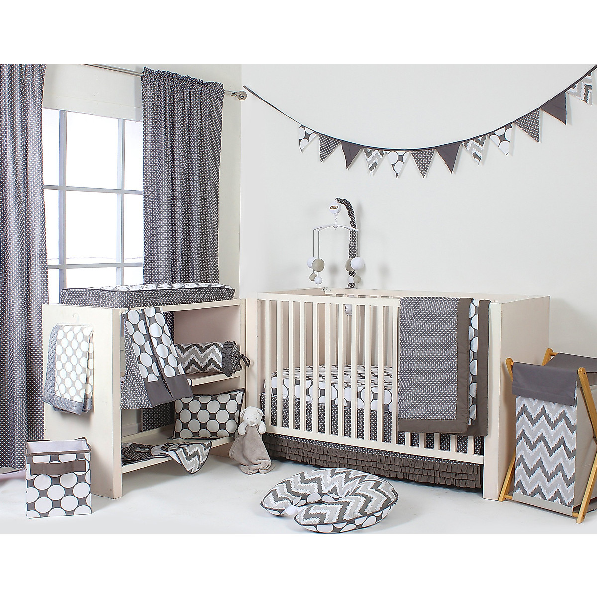 Bacati - Mix N Match Dots Diaper Stacker (Grey)