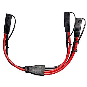 OUQYLG SAE Splitter Adapter 10AWG SAE DC Power Automotive Connector Cable Y Splitter 1 to 2 SAE Extension Cable, Suitable for Solar Battery Connection and Transfer 15.7in/40cm - with Protective Cove