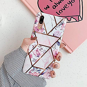 KABIOU Plating Geometric Marble Phone Case for Huawei P40 Pro P30 P20 Lite Pro Mate 30 20 Lite Glossy Soft IMD Phone Back Cover,j,for Huawei P30 Pro