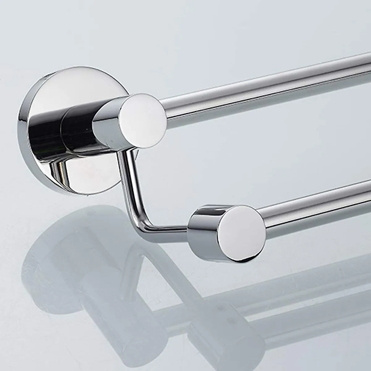 INDYAH Towel Racks，Double Tea Towel Holder for Hanging Over The Kitchen Cupboard Door - Towel Rack - Also Suitable As a Bath Towel Holder - Stainless Steel Wall Mounted