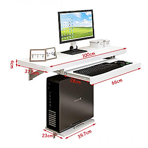 WZHONG Wall Floating Computer Desk Table Study Writing Desk Portable Laptop Desk with Main Frame and Adjustable Keyboard Tray (Size : 100cm)