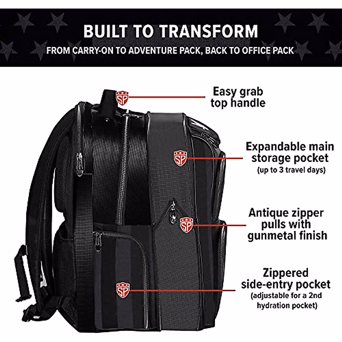 Subtle Patriot USA Backpack – Concealed Carry Backpack/Adjustable Straps and Extra Storage/Use for Travel, Work, Laptop, Hunting, and Hiking (Lady Liberty)