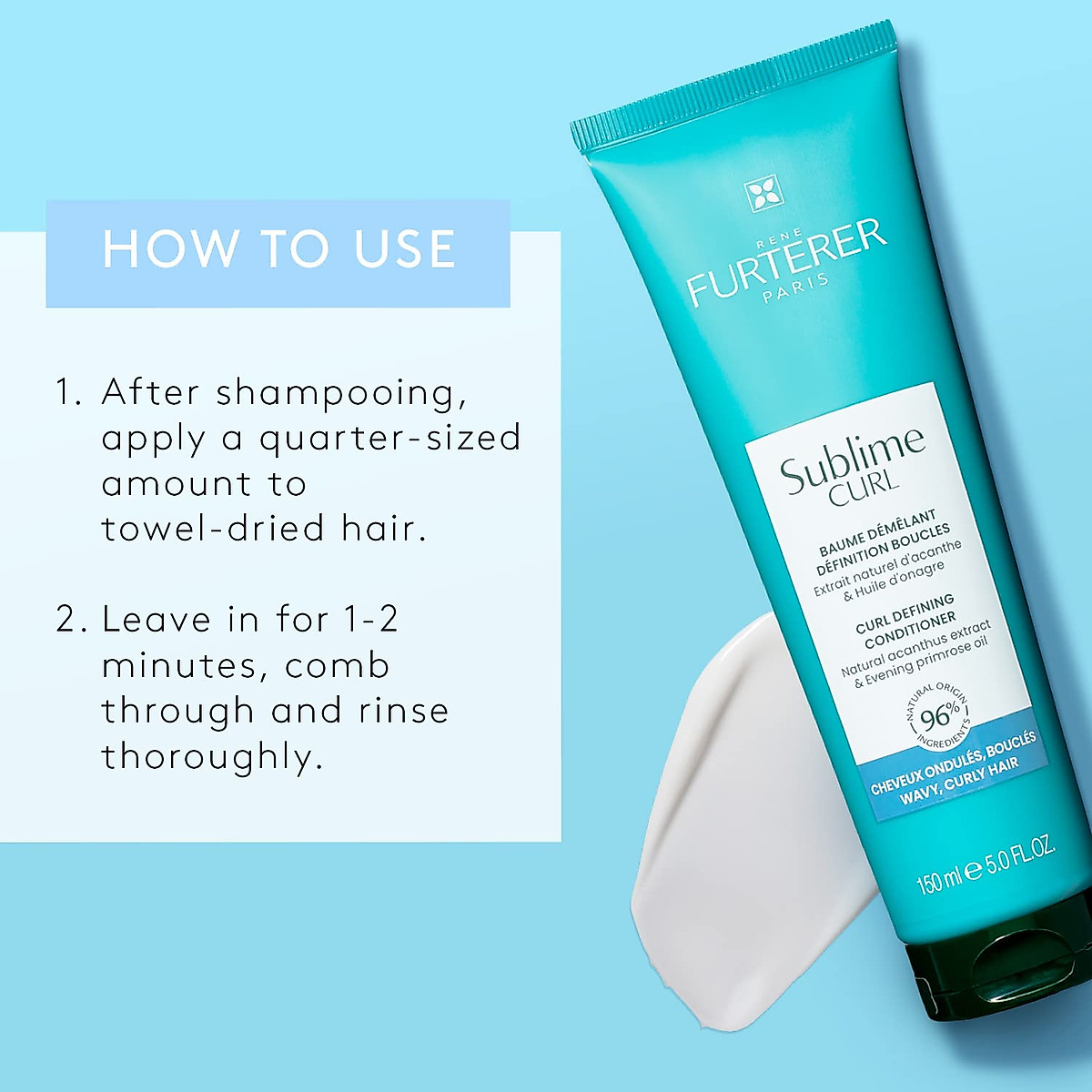 Rene Furterer SUBLIME CURL Curl Activating Conditioner, Curly Wavy Hair, Frizz Control, 5 oz.