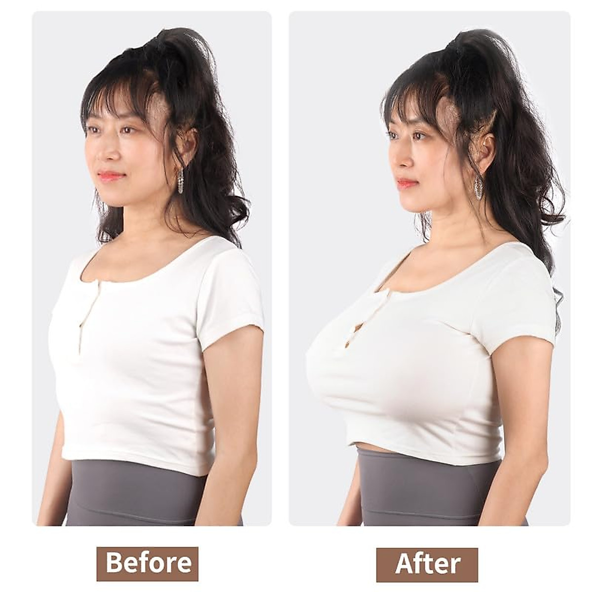 ICEVER Breast Plate Crossdressers Silicone or Cotton Filled Strapless Fake Breast Boobs B-H Cup for Cosplay Transgender (Bronze,D cup L size silicone gel filler)