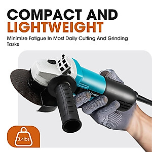 Creddux Power Angle Grinder Tool 4.5 Inch 7.5 Amp Electric Metal Grinder Power Tool With Grinding Wheels, Cutting Wheels And Flap Discs for Cutting, Grinding and Rust Removal Bule Set