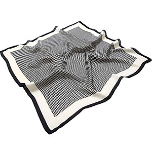 NaSoPerfect 27 inch Silk Feeling Scarf Square Satin Head Scarf Fashion Houndstooth Neck Scarfs for Women Black and White