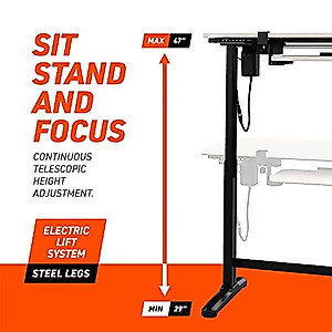 Truweo Adjustable Electric Standing Desk – 50 x 23.6 inches Sit to Stand Office Desk with Cable and Sliding Keyboard Tray – 3 Controlled Memory Height Settings – Anti-Scratch Surface – Grey