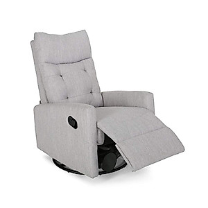 Great Deal Furniture Ishtar Contemporary Glider Swivel Push Back Nursery Recliner - Light Gray and Black Finish 35.75D x 25W x 39H in