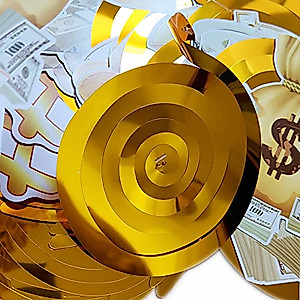 30 Pack(Swrils & Cutouts) Money Birthday Hanging Decorations Dollar Bill Cash Hanging Swirls Investment Themed Decorations for Birthday Casino Wedding Bachelorette Graduations Party Supplies