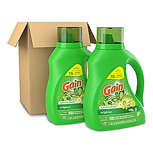 Gain Laundry Detergent Liquid Soap Plus Aroma Boost, Original Scent, He Compatible, 90 Loads Total, 65 Fl Oz (Pack Of 2)