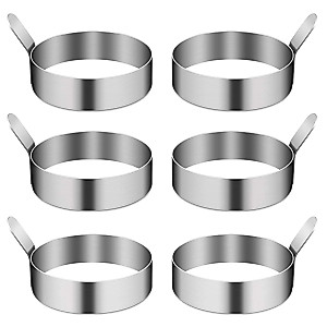 4/6 Pack Egg Ring, 3 Inch Egg Mold Ring Non Stick Stainless Steel Egg Mold Egg Rings for Frying Eggs Pancake Sandwich Cooking Beefsteak Griddle Kitchen Gadgets for Breakfast