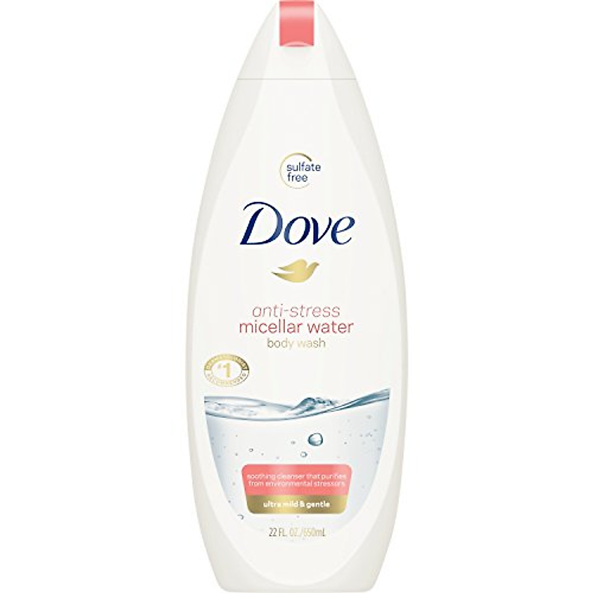 Dove Body Wash - Anti-Stress Micellar Water - Ultra Mild & Gentle - Sulfate Free - Net Wt. 22 FL OZ (650 mL) Per Bottle - Pack of 2 Bottles