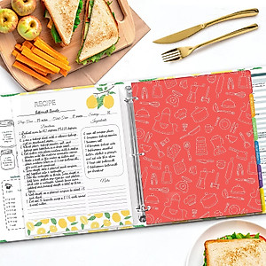 Recipe Binder 8.5x11 3 Ring, Recipe Book to Write in Your Favorite Recipes, Recipe Organizer with Cards, Sleeves and Dividers, Recipe Binder Full Page (Lemon,Full-page)