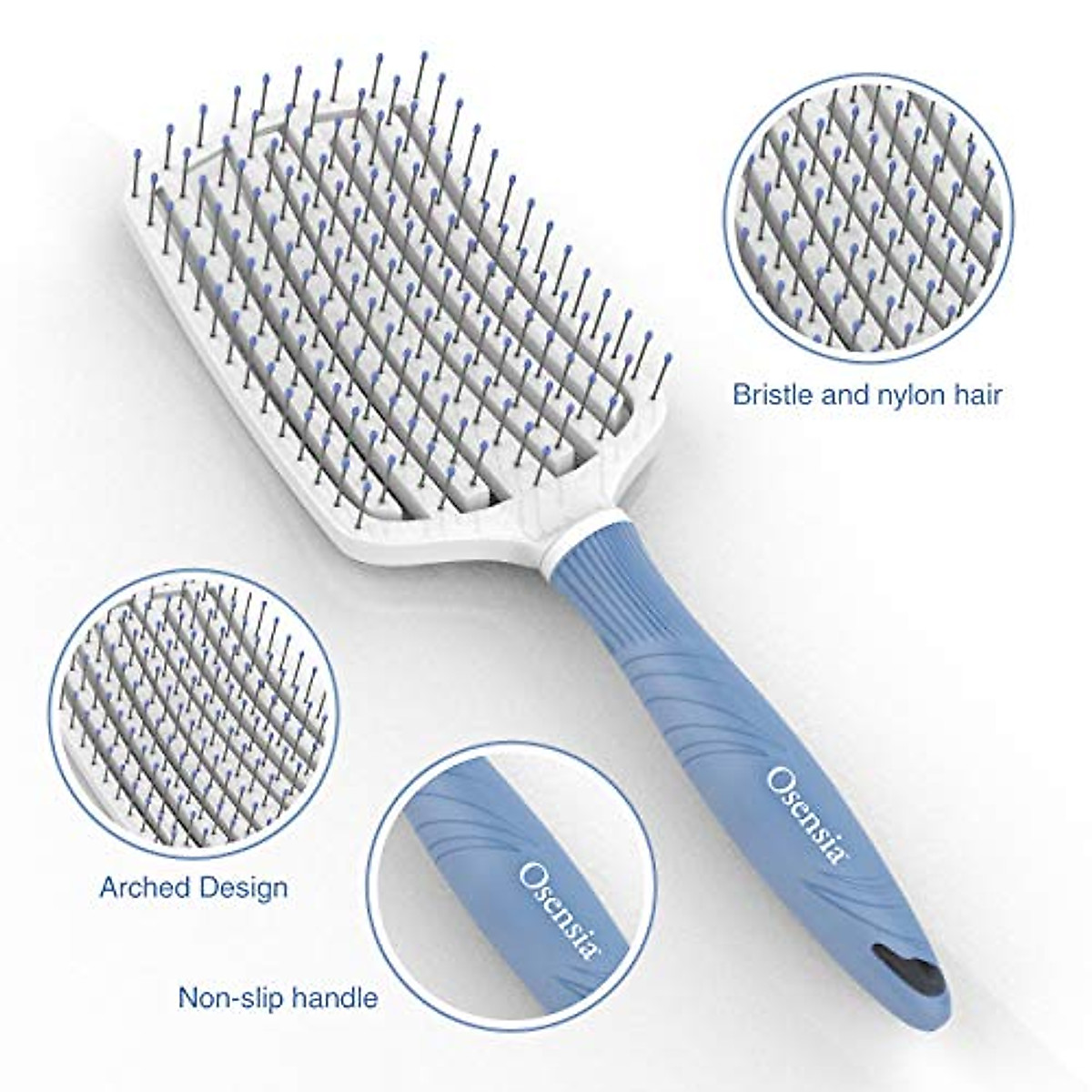 Detangling Brush - Ceramic Paddle Detangler Brush for Curly, Thick, and Straight Hair - Dry and Wet Hair Brush Quickly Detangles and Smooths hair - Hair Brush for Women and Men (Nylon)