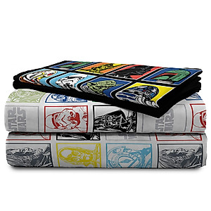 Jay Franco Star Wars Classic Grid Queen Sheet Set - 4 Piece Set Super Soft and Cozy Kid’s Bedding Features Luke Skywalker & Darth Vade - Fade Resistant Microfiber Sheets (Official Star Wars Product)