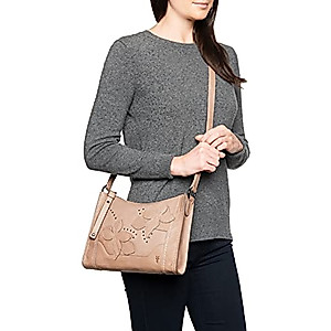 Frye Womens Melissa Studded Floral Zip Crossbody Bag, Evening Rose, One Size US