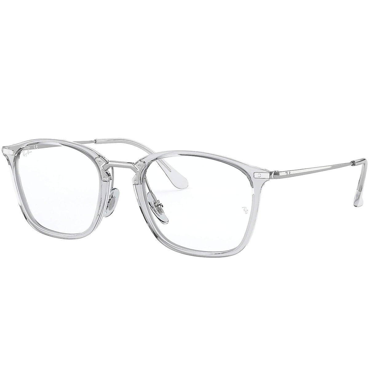 Ray-Ban RX7164 Square Prescription Eyeglass Frames, Transparent/Demo Lens, 52 mm