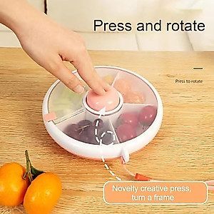 Cute Rotating Snack Box with Lid - White, Diameter: 7.09 inches, Height: 1.77 inches