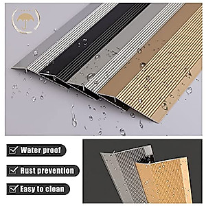 Transition Strip Metal Threshold Strip for Carpet to Floor, Black Non-Slip Edging Trim Strips for Uneven Floors/Vinyl Planks/Wood to Tile, Easy to Install