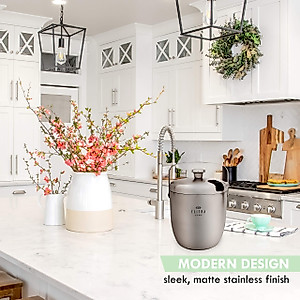 ELITRA Home Stainless Steel Ice Bucket & Wine Chiller with Tongs & Lid - Double Wall Insulated, 3 Liter - Silver