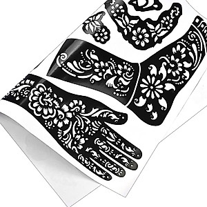 Henna tattoo kit,Indian Temporary Tattoo Stencils Glitter Airbrushing Diy Henna Tattoo Stencils Henna Body Art Templates, Hands Feet Leg Arm Tattoo Stickers