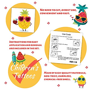 240 Pcs Summer Fruit Temporary Tattoos for Kids, Safety Waterproof Bulk Tattoos Stickers, Hawaiian Themed Tattoos Toys, Best Choice for Summer Party and Goody Bag Stuffers, 60 Different Designs