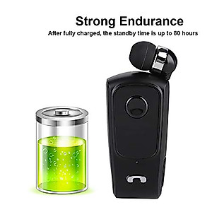 Fineblue F920 Bluetooh Headset, Wireless Retractable Earpiece with Business Collar Clip Support for Hands Free Calls& Anti Lost Function for Sports/Business/Drive (Black)