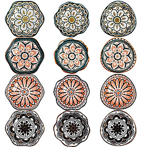 Foraineam 12 Pieces 3 Oz Porcelain Dip Bowl Set, Little Soy Sauce Dipping Bowls, Floral Mini Appetizer Dessert Condiments Server Dishes for Snack Sushi Ketchup, Vinegar, Sauce, Seasoning