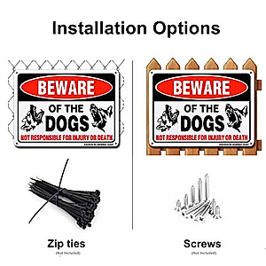 Beware of Dog Sign, 2 Pack 10"x 7" Rust Free .40 Aluminum, UV Printed- Professional Graphics- Easy to Mount- Indoor Or Outdoor Use- Beware of Dog Warning Signs for Home and Business