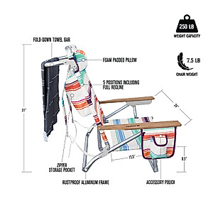 Hurley Deluxe Backpack Beach Chair, One Size, Plum